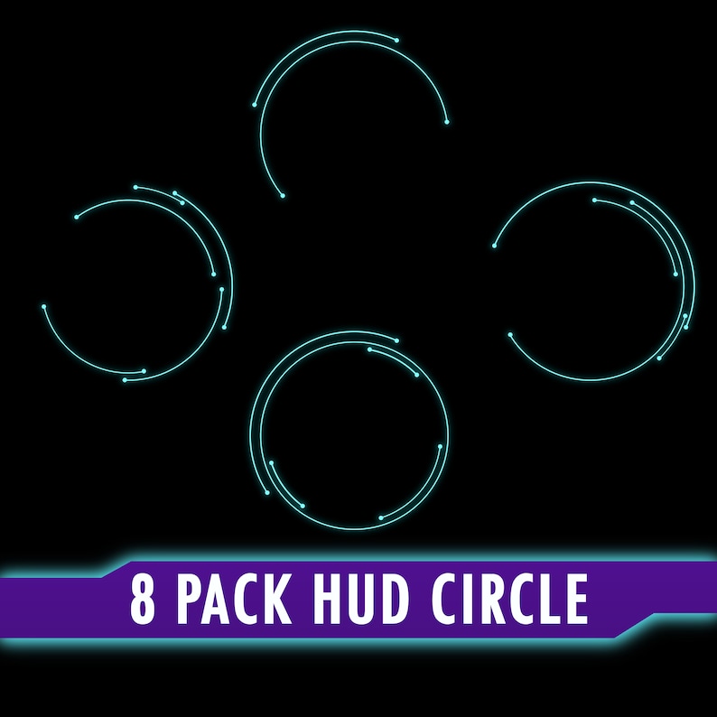 8 Pack Infographic HUD Circle Display Digital Tech Interface Elements ...