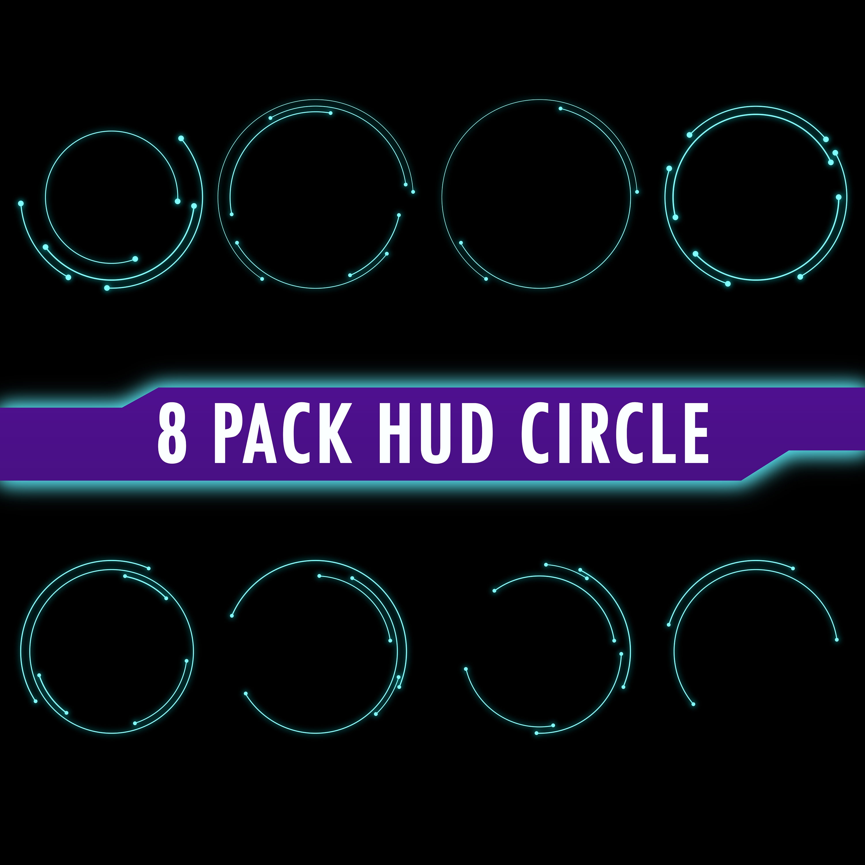 8 Pack Infographic HUD Circle Display Digital Tech Interface Elements ...