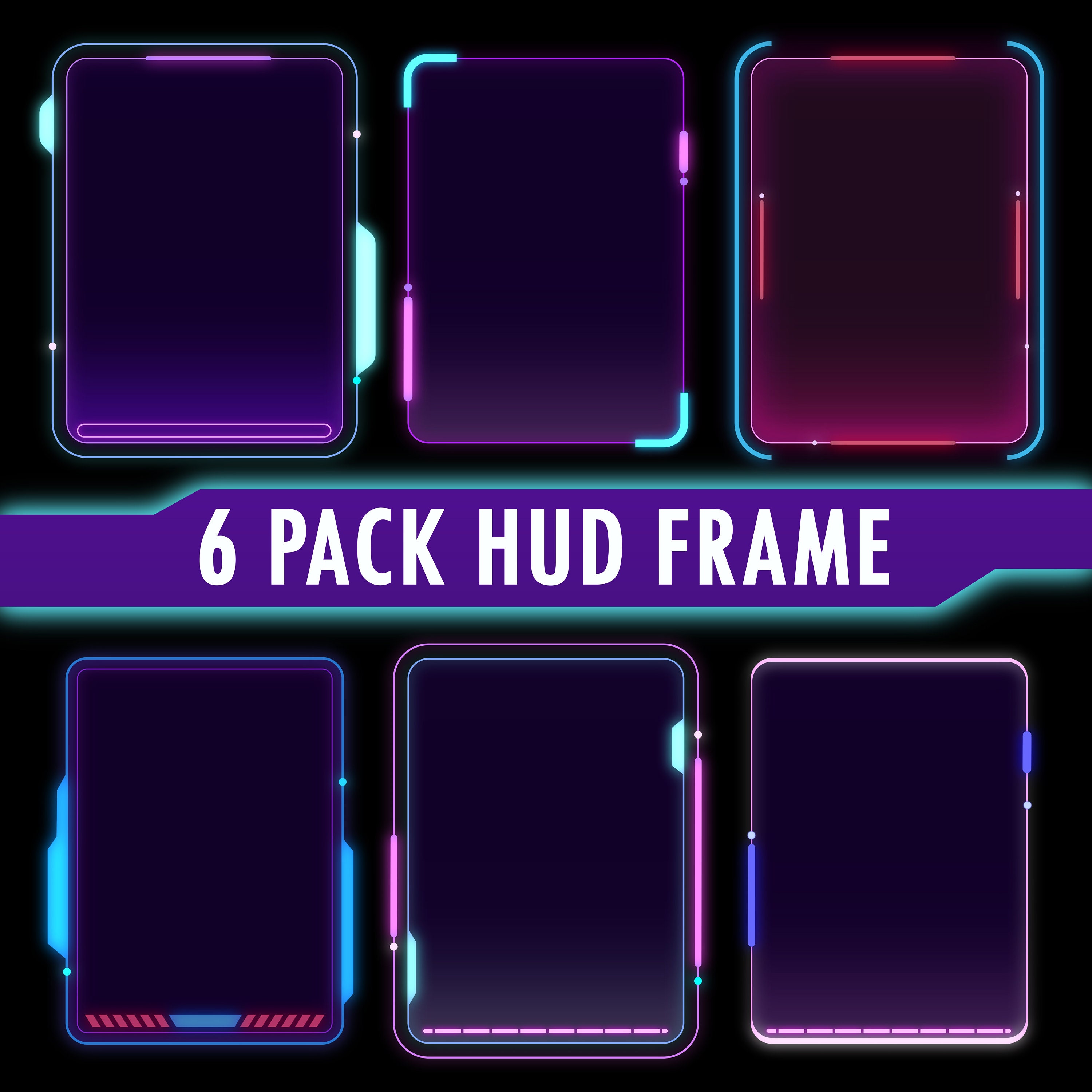 6 Pack Infographic HUD Frame Display Digital Tech Interface Elements ...