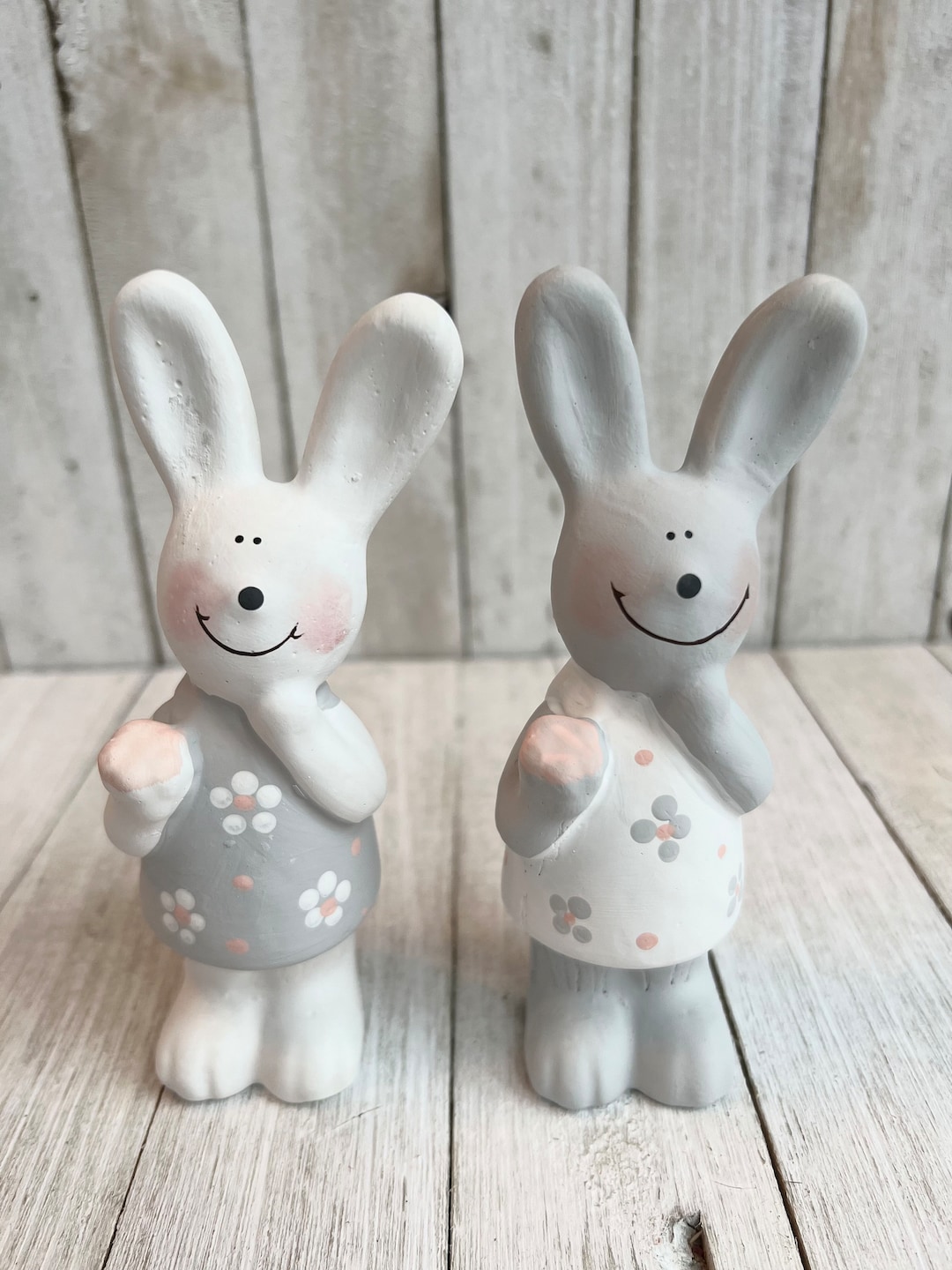 EASTER BUNNY Figures Set of 2pc Easter Decor Easter Rabbit Easter ...