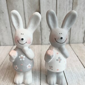 EASTER BUNNY Figures Set of 2pc Easter Decor Easter Rabbit Easter ...