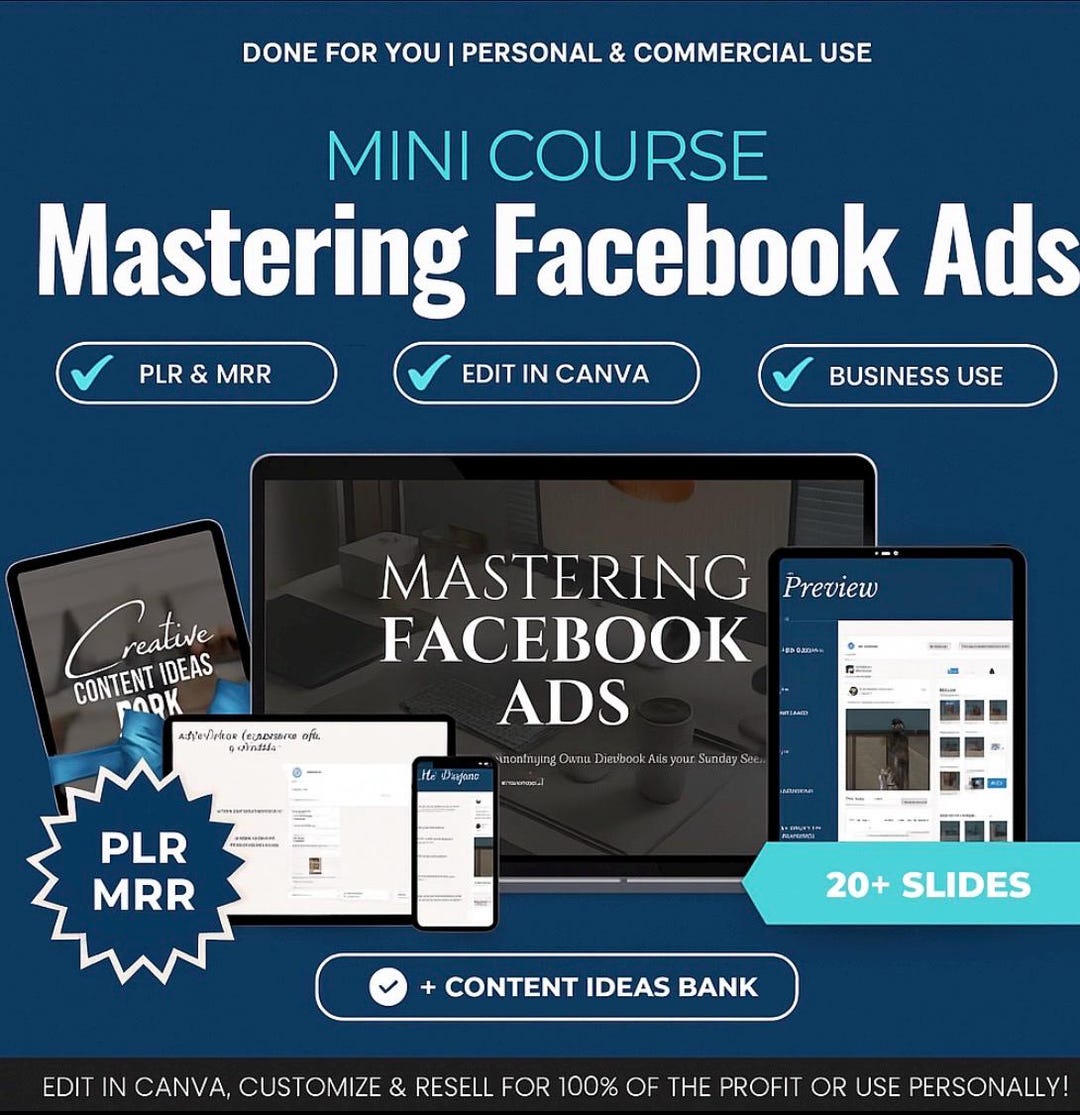 Mastering Facebook Ads Canva Editable Digital Course PDF - Etsy