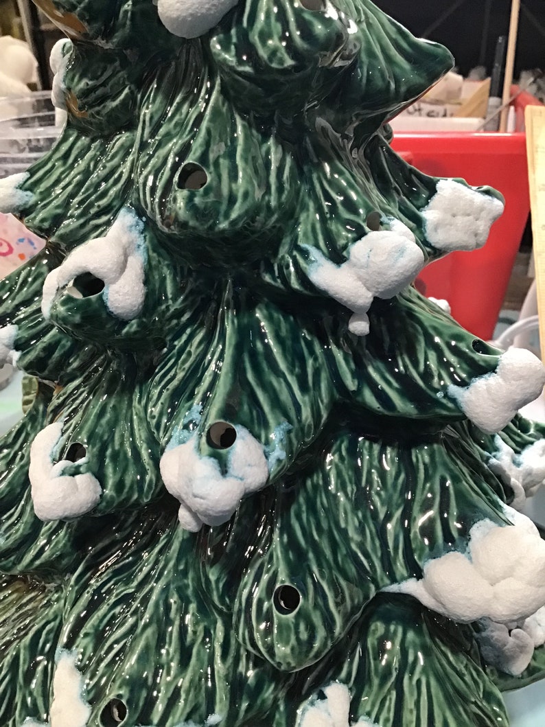 Winter Ceramic Tree Complete With Snow Choice of Lights Color. - Etsy