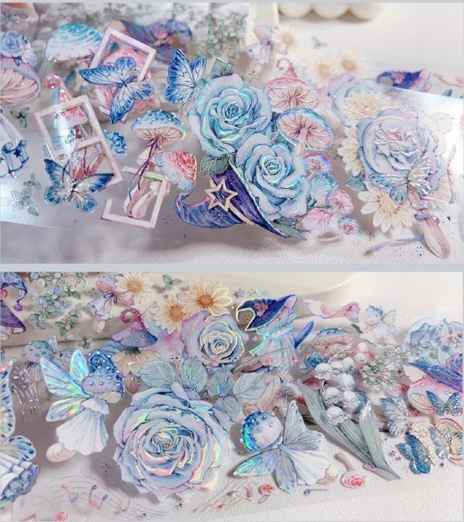 Hakiso Studio rose Poem PET Tape With Rinbow Light Foil - Etsy