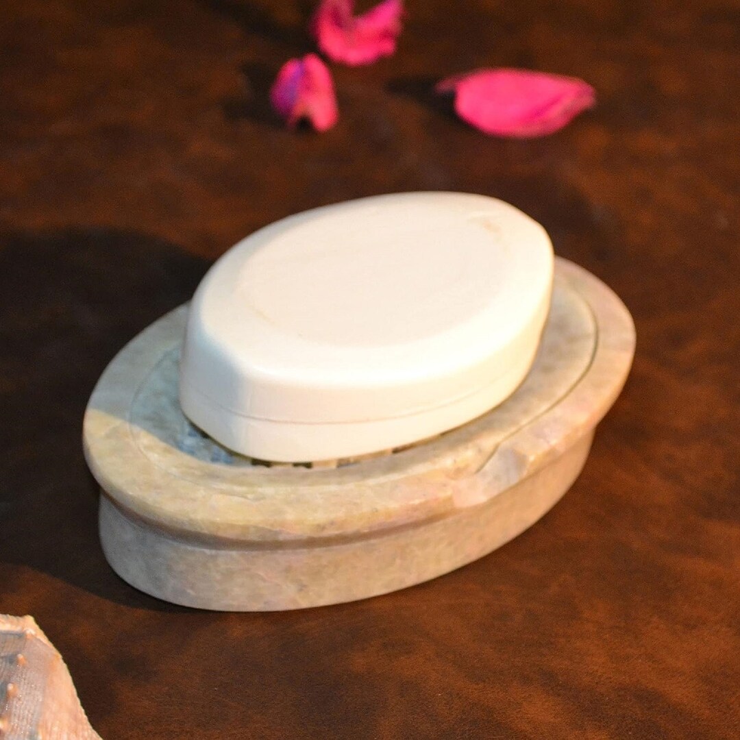 Hand-carved Goraa Soap Dish Elegant Natural Marble Soapstone Bathroom ...
