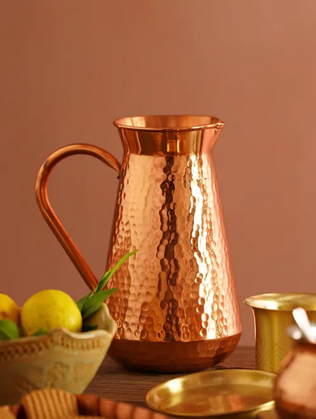 Copper Jug With Lid Rustic Vintage-inspired Water Pitcher for Home ...