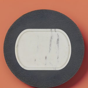 Handmade White Marble Tray Oval Shape for Kitchen Elegant Serving ...