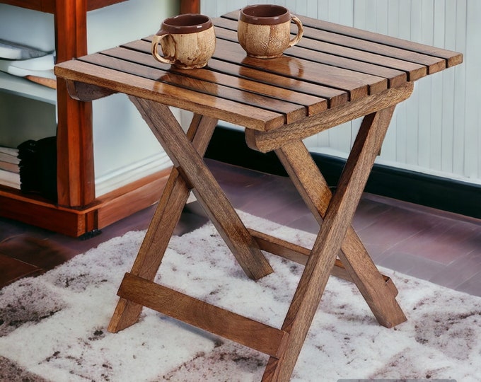 Rustic Folding Wood Table, Glamping Table, Camping Table, Side Table ...