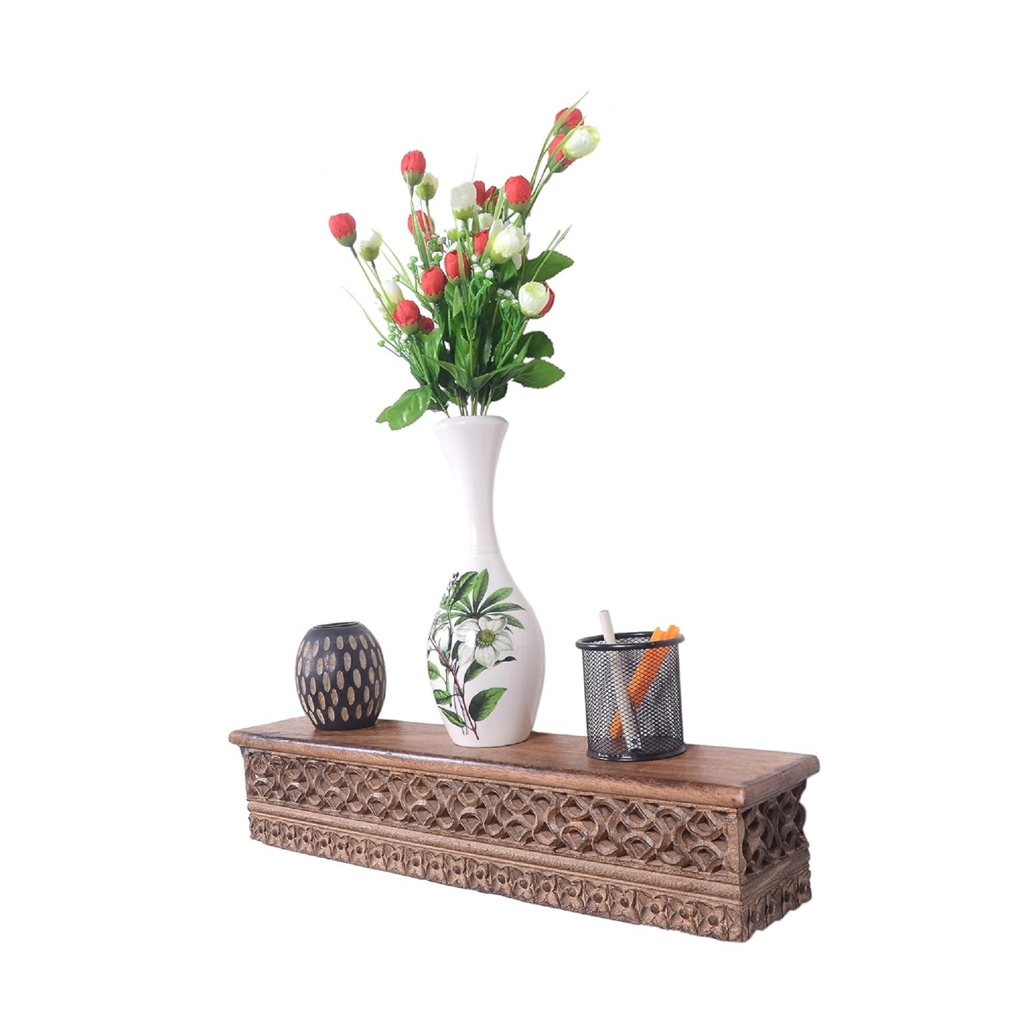 Exquisite Hand Carved Wooden Wall Shelf With Mughal Jaali - Etsy