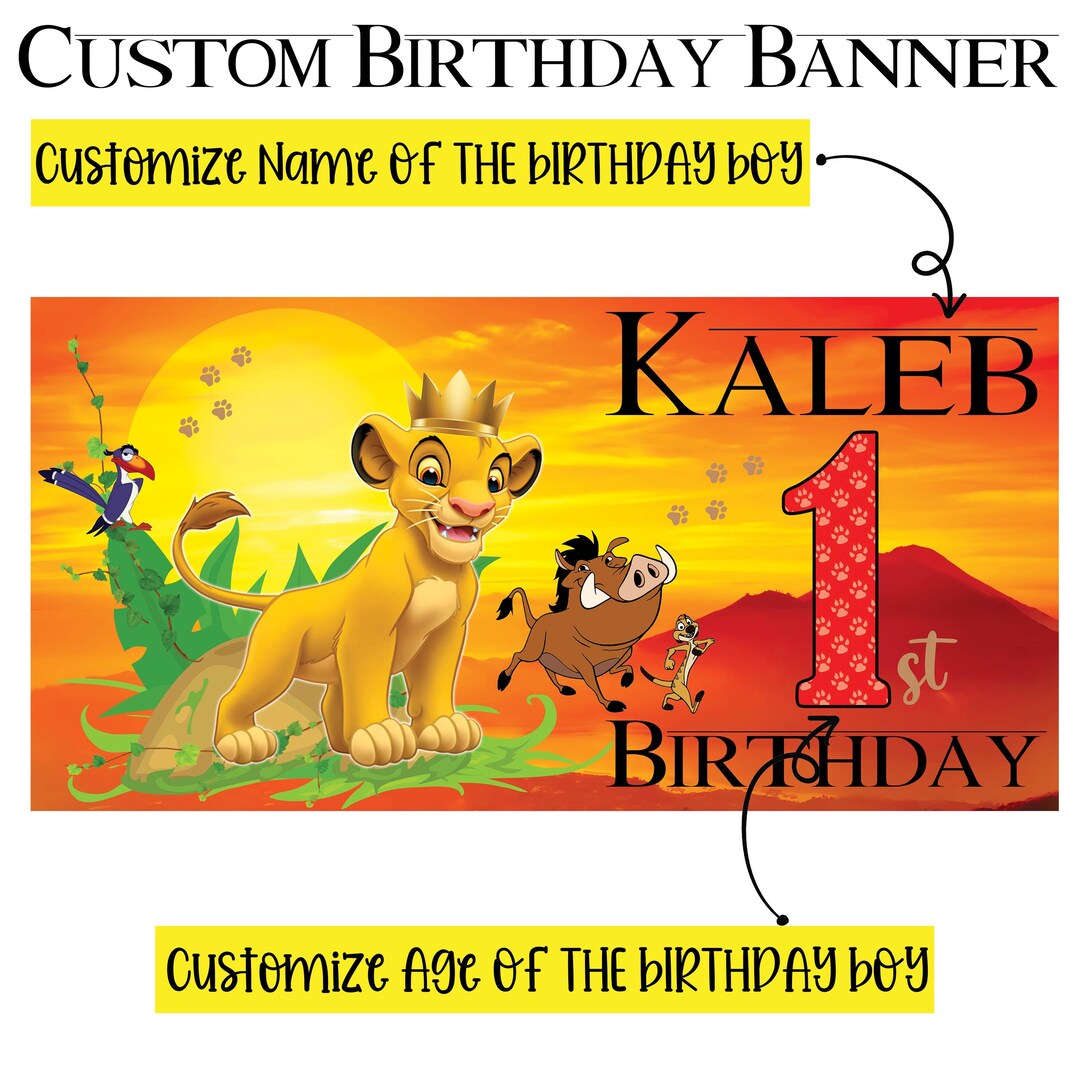 Lion King Banner Birthday Custom Banner Custom Sign Boy Simba Birthday ...