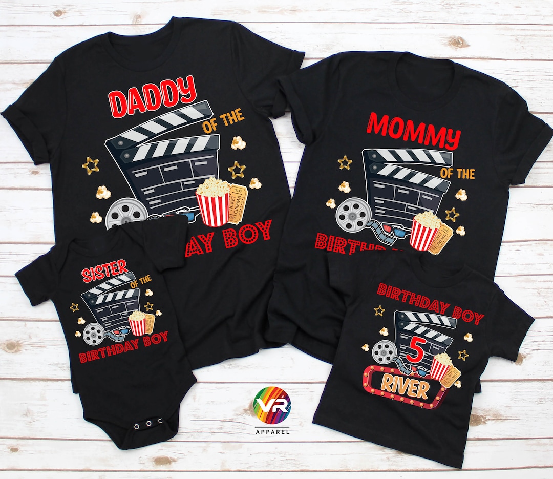 Movie Theme Birthday Shirts Movie Theme Birthday Shirt Matching ...