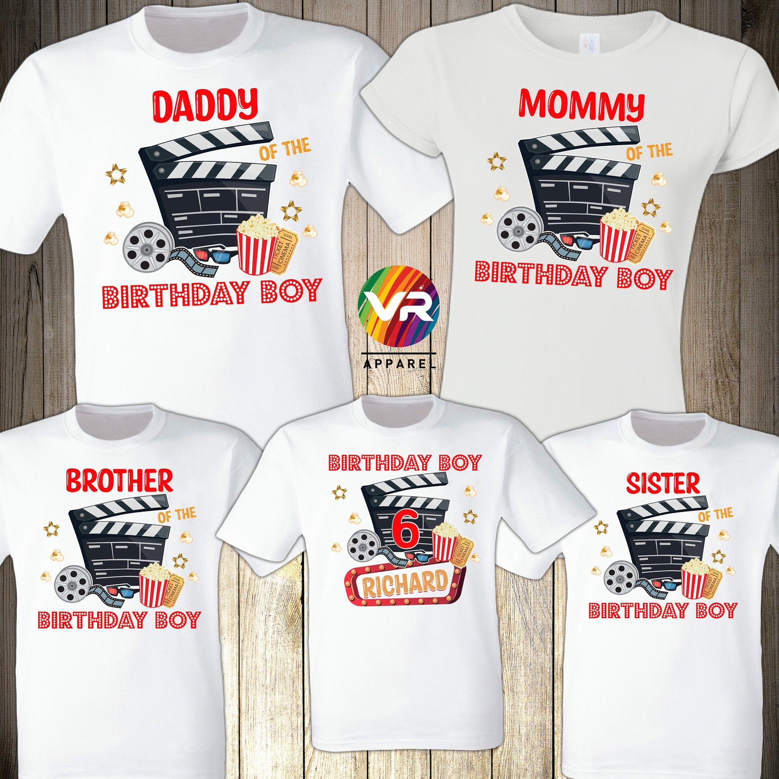 Movie Theme Birthday Shirts Movie Theme Birthday Shirt - Etsy