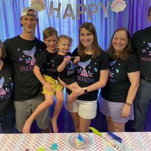 Mermaid Family Shirts Purple Mermaid Birthday Girl Party Mermom Mer Dad ...