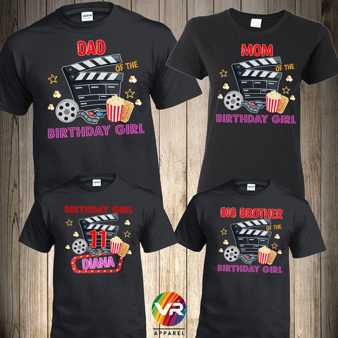 Movie Theme Birthday Shirts Movie Theme Birthday Shirt - Etsy