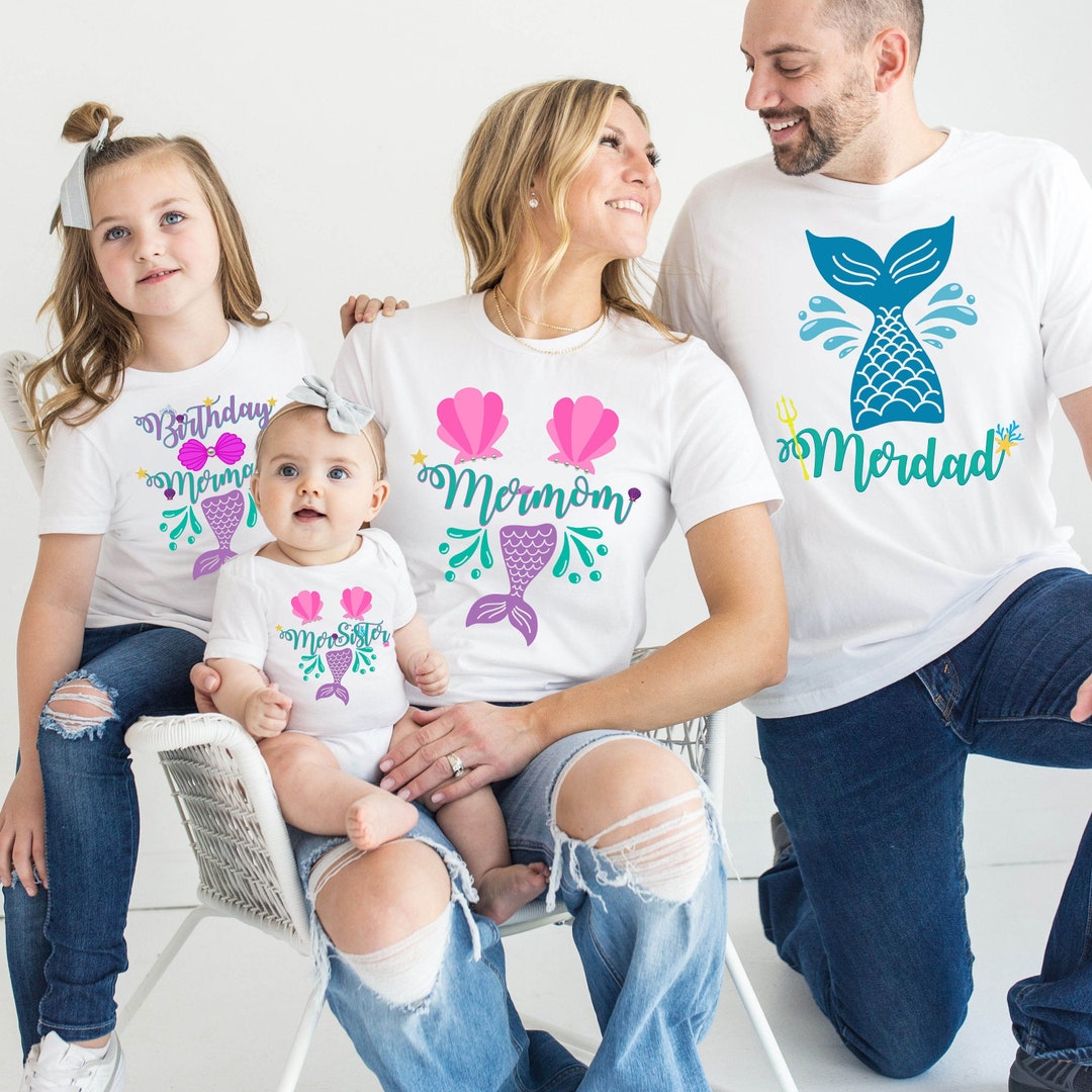 Mermaid Family Shirts Mermaid Birthday Girl Party Mer Mom Mer Dad Mer ...