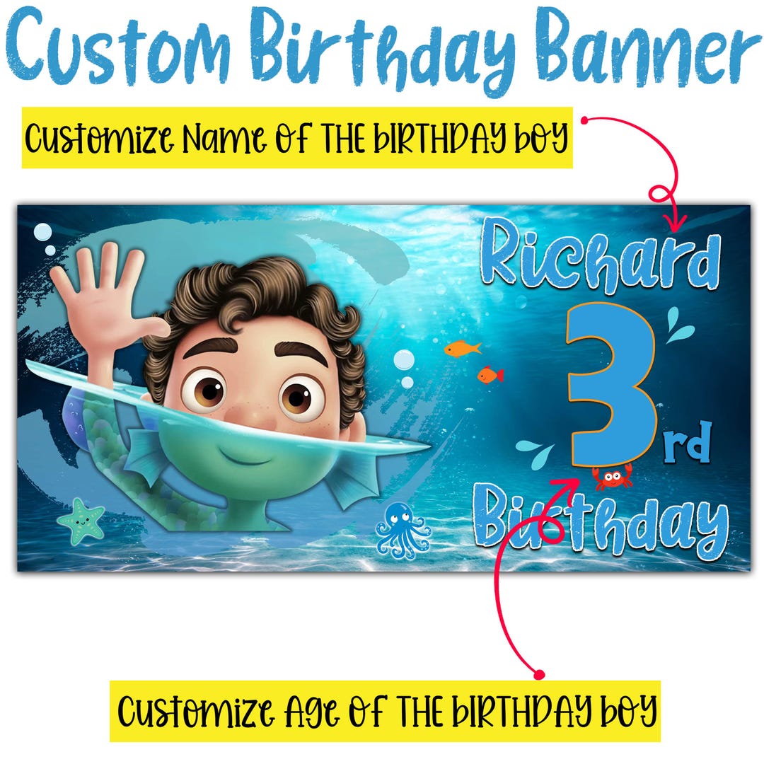 Luca Banner Birthday Custom Banner Custom Sign Boy Luca Birthday ...