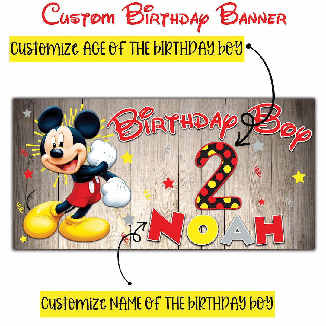 Mickey Mouse Banner Mickey Baby Birthday Custom Banner Royal Boy Mickey ...