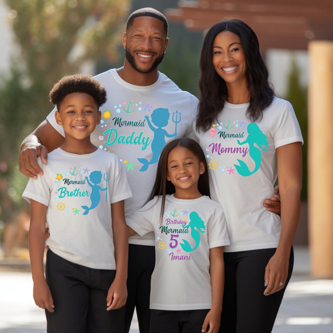 Mermaid Family Shirts Mermaid Birthday Girl Party Mer Mom Mer Dad Mer ...