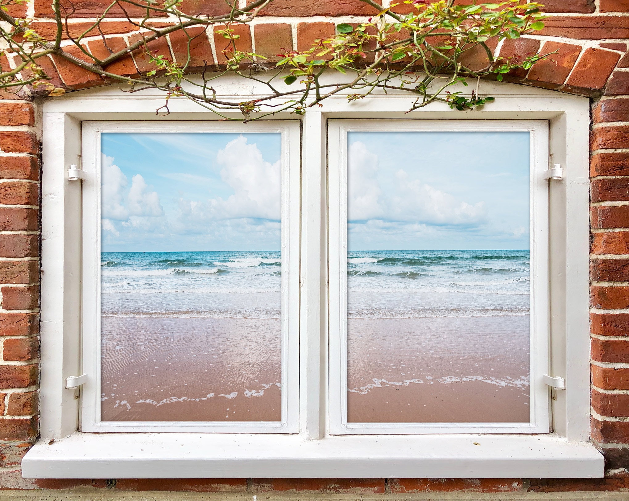 3D Winter Sea Beach W6059 Window Film Print Sticker Cling Stained Glass ...