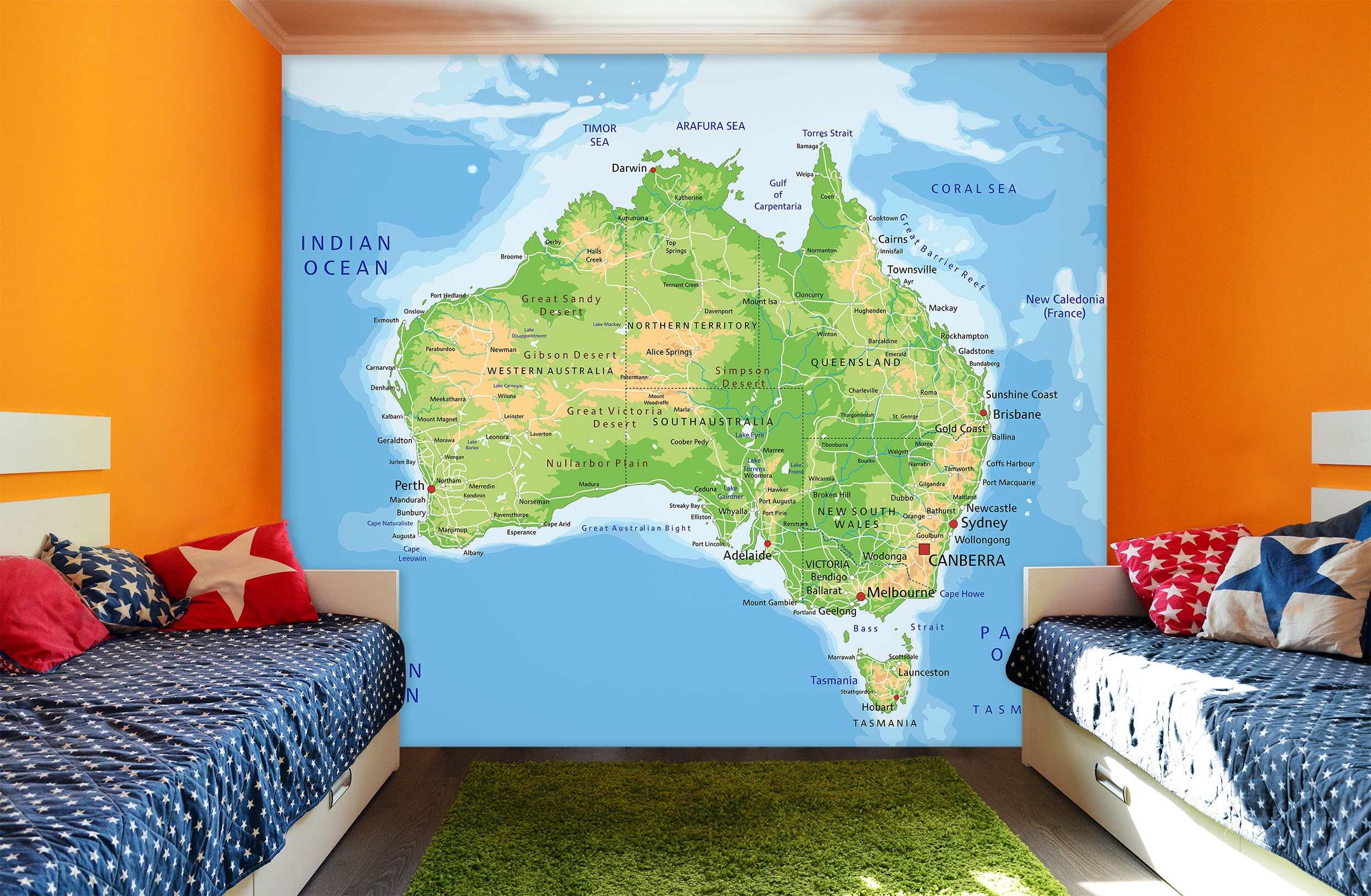 Australia Map 6173 Wallpaper Mural Self Adhesive Peel and | Etsy