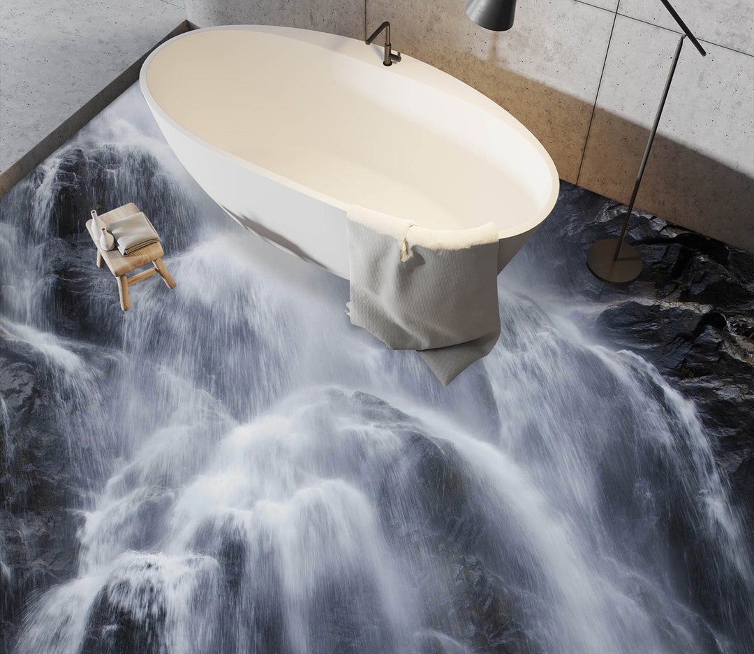 3D Waterfall Scenery Art 9027 Floor Wallpaper Murals Self-adhesive ...