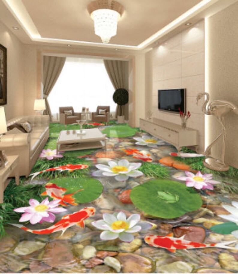 3D Goldfish Stone 1163 Floor Wallpaper Murals Self-adhesive - Etsy