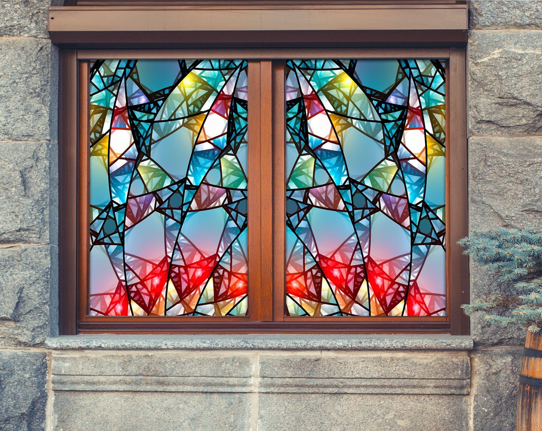 3D Shiny Color Art W2232 Window Film Print Sticker Cling Stained Glass ...