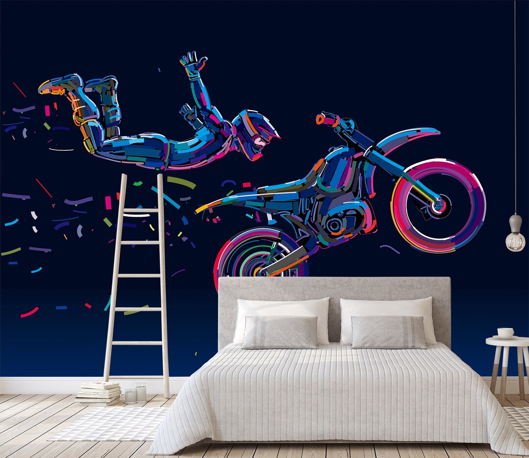 123"x87"(312x219cm) Motorcycle Extreme Sports 838 Wallpaper Mural Self ...