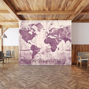 Pink World Map 060 Wallpaper Mural Self Adhesive Peel and Stick Wall ...