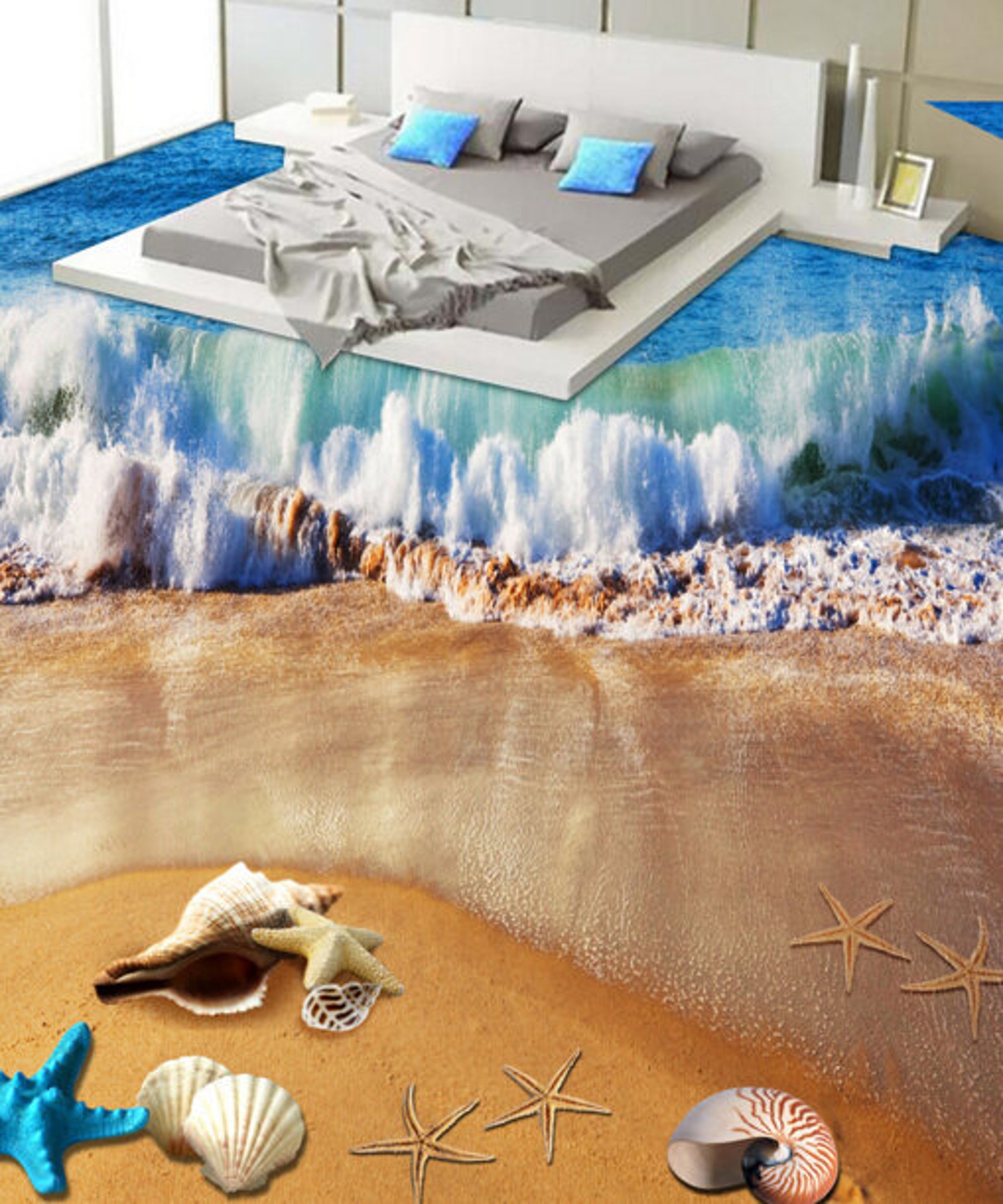 3D Sand Strand 0496 Boden Tapete Wandbilder selbstklebende abnehmbare ...