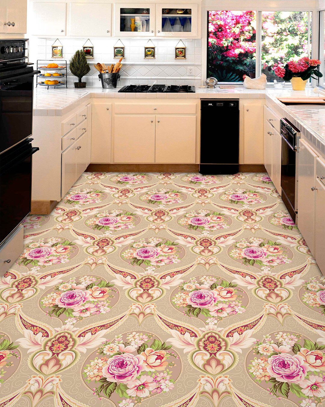 3D Pink Flower Pattern 1198 Floor Wallpaper Murals Self-adhesive ...