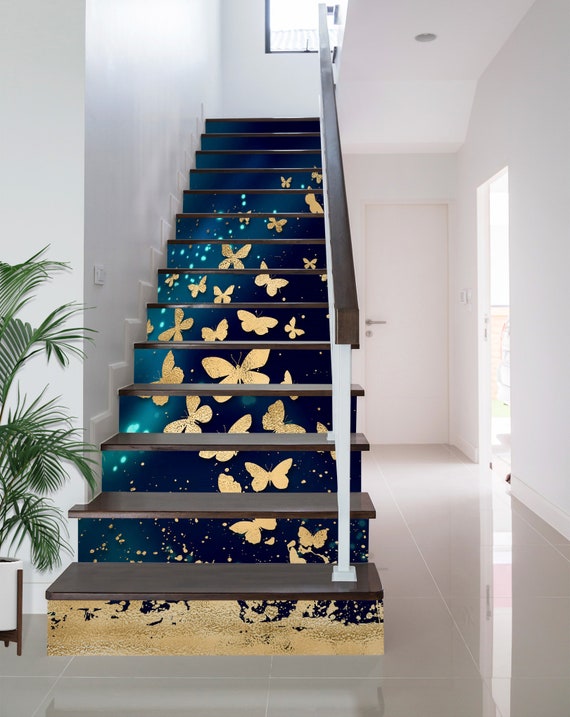 3D Yellow Butterfly SS415 Pattern Tile Marble Stair Risers | Etsy