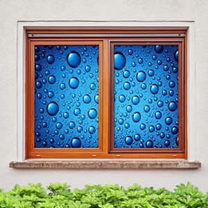 3D Blue Drops W1273 Window Film Print Sticker Cling Stained Glass Xmas ...