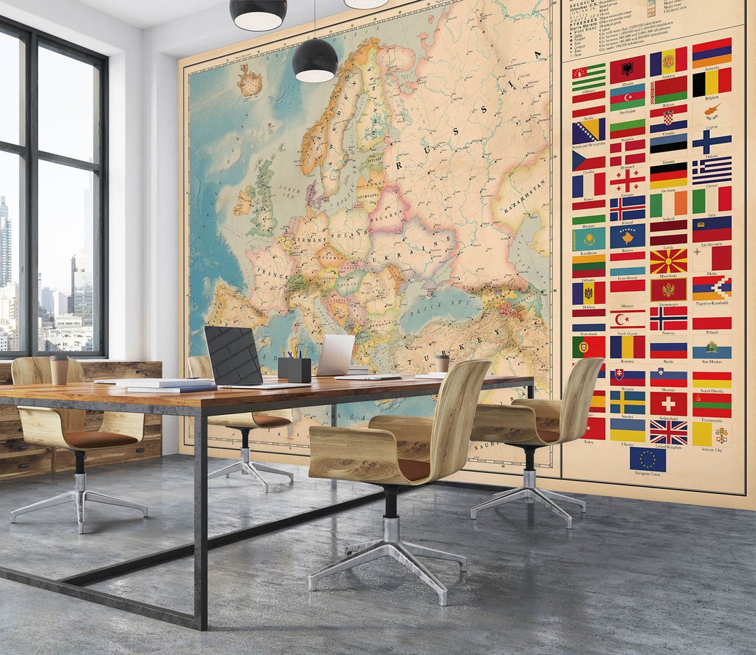 National Flag World Map 067 Wallpaper Mural Self Adhesive Peel and ...