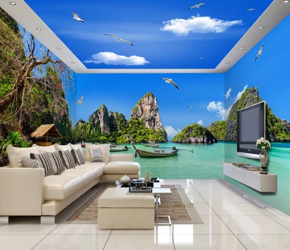Island Seagull A159 Wallpaper Mural Self Adhesive Peel and - Etsy