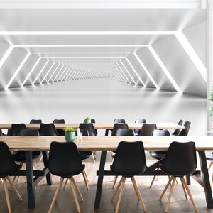 White Corridor 018 Wallpaper Mural Self Adhesive Peel and | Etsy