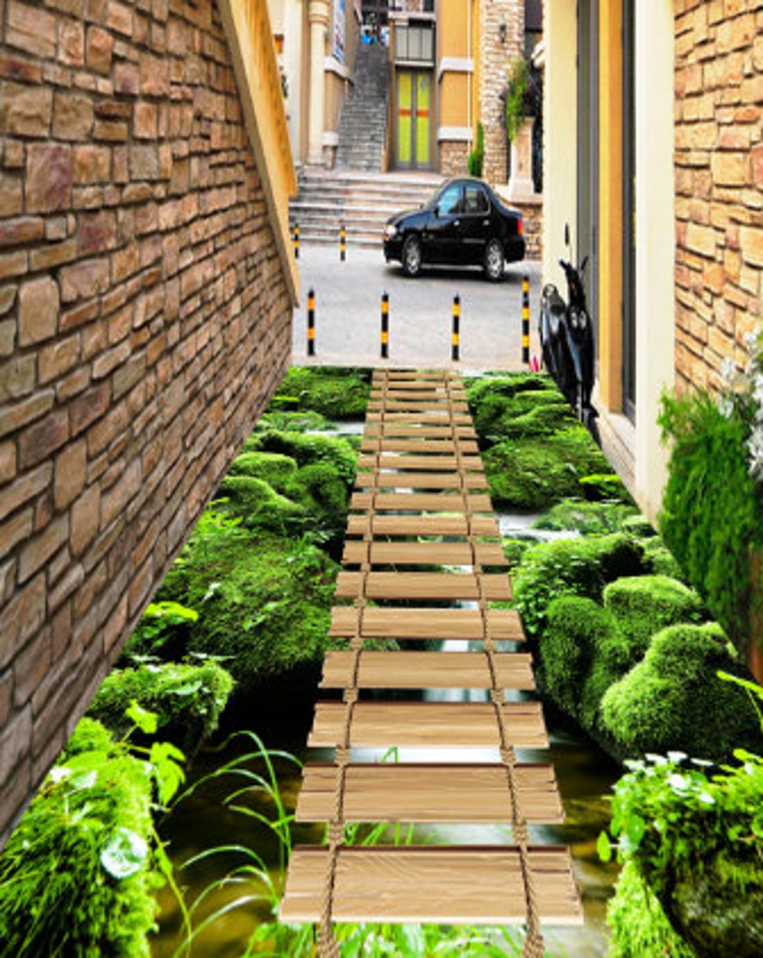 3D Moss Stone 1220 Floor Wallpaper Murals Self-adhesive Removable ...