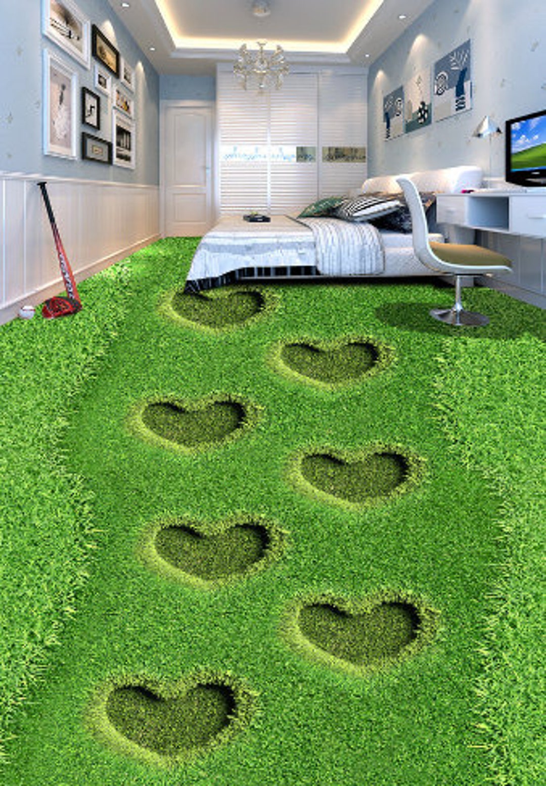 3D Lawn Heart 1146 Floor Wallpaper Murals Self-adhesive - Etsy