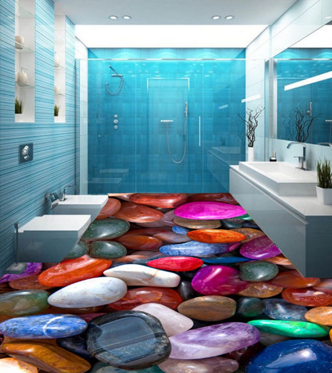 3D Colored Pebbles 1068 Floor Wallpaper Murals Self-adhesive - Etsy