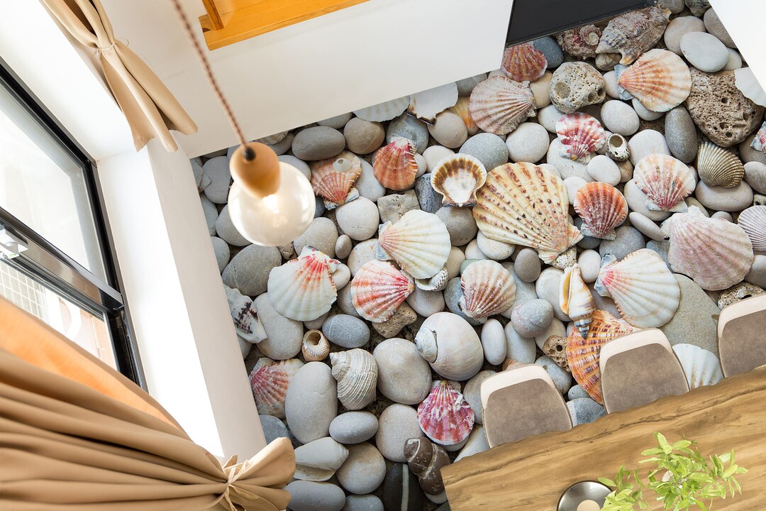 3D Stone Shell 5418 Floor Wallpaper Murals Self-adhesive Removable ...