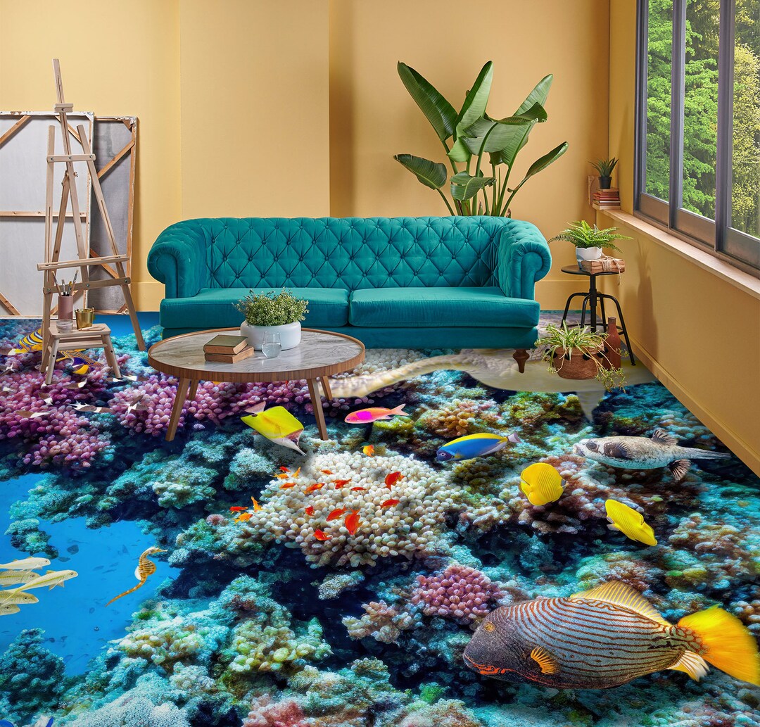 3D Coral Fish 1375 Floor Wallpaper Murals Self-adhesive Removable ...