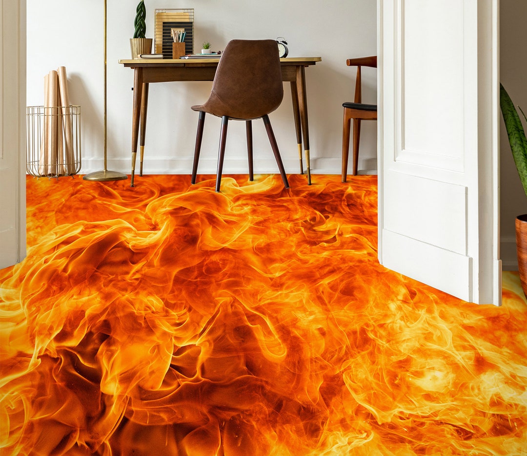 3D Burning Flame 7498 Floor Wallpaper Murals Self-adhesive Removable ...