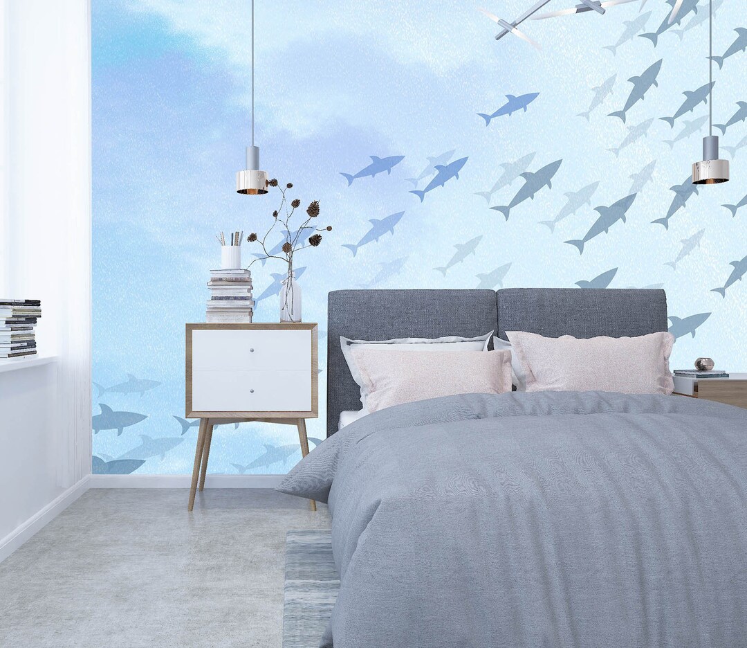 Blue Fish 1623 Wallpaper Mural Self Adhesive Peel and Stick Wall ...
