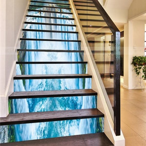 3D Blue Waterfall SS1062 Pattern Tile Marble Stair Risers Decoration ...