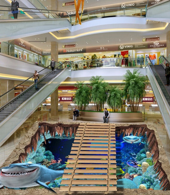 3D Shark Bridge 0231 Floor Wallpaper Murals Self-adhesive - Etsy