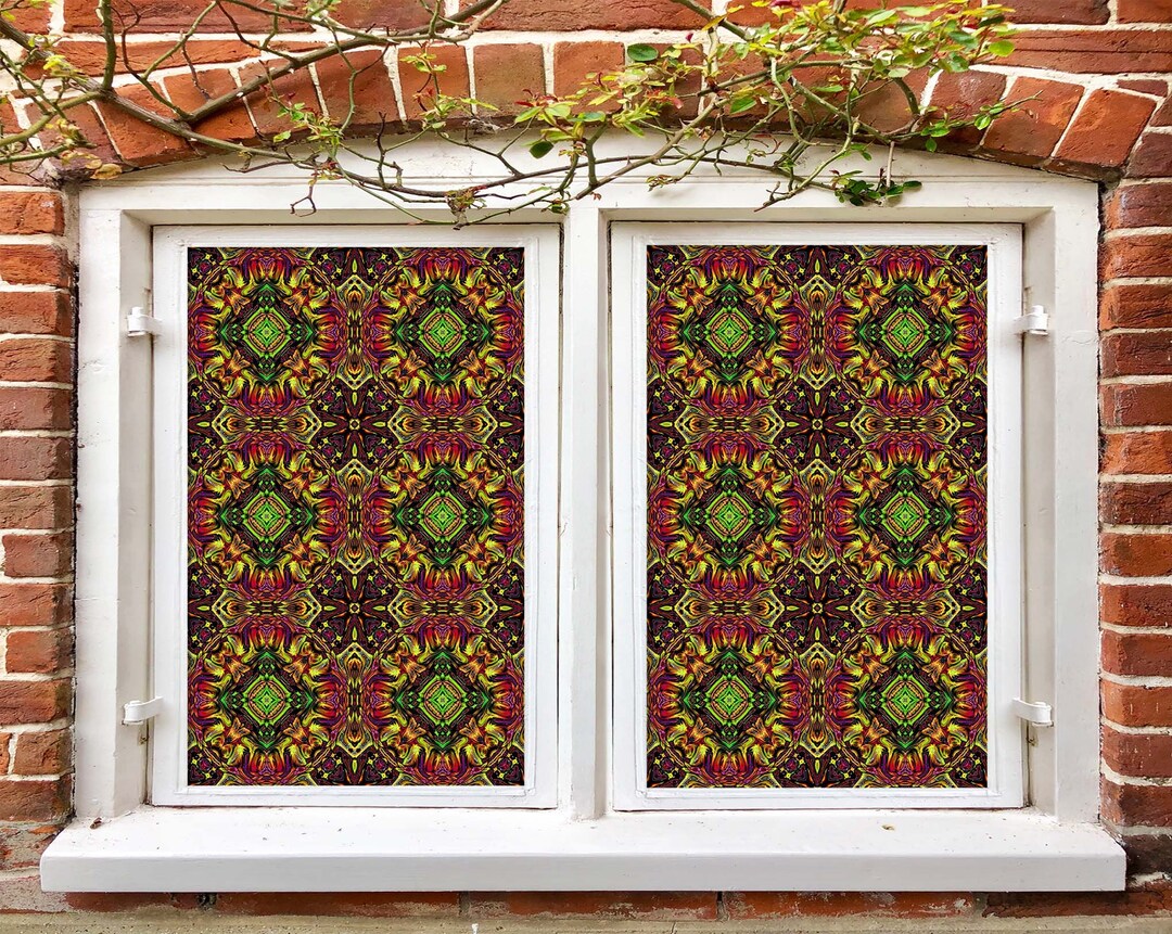 3D Retro Green Design W6547 Window Film Print Sticker Cling Stained ...