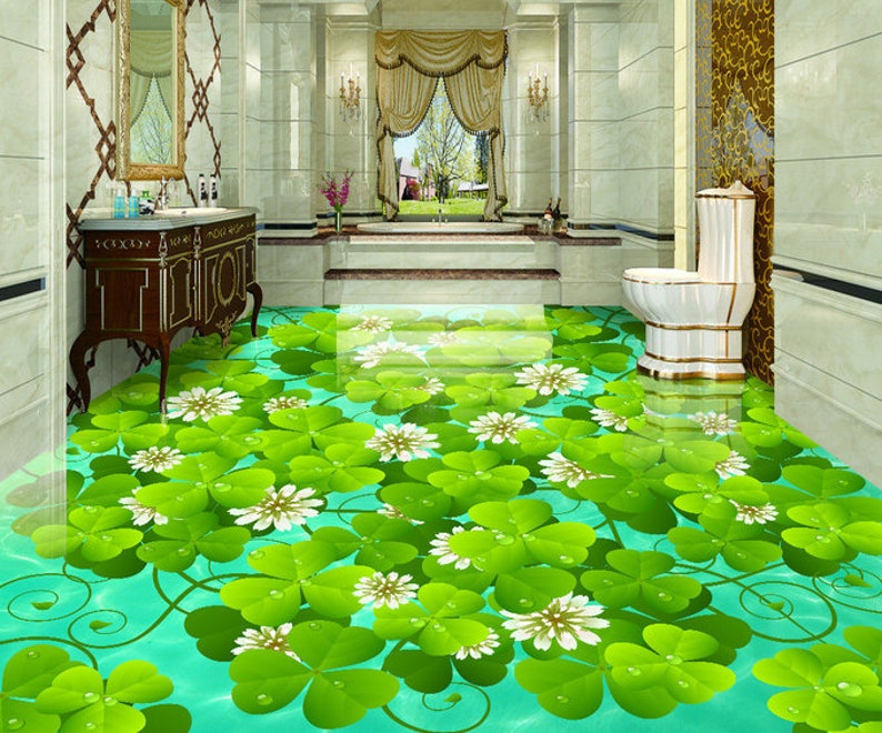 3D Flower Clover 0791 Floor Wallpaper Murals Self-adhesive | Etsy