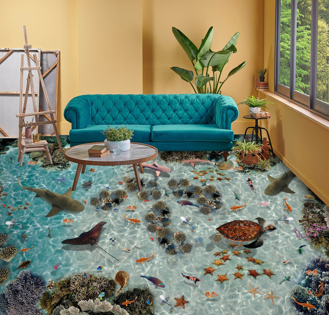 3D Ocean Fish 1466 Floor Wallpaper Murals Self-adhesive Removable ...