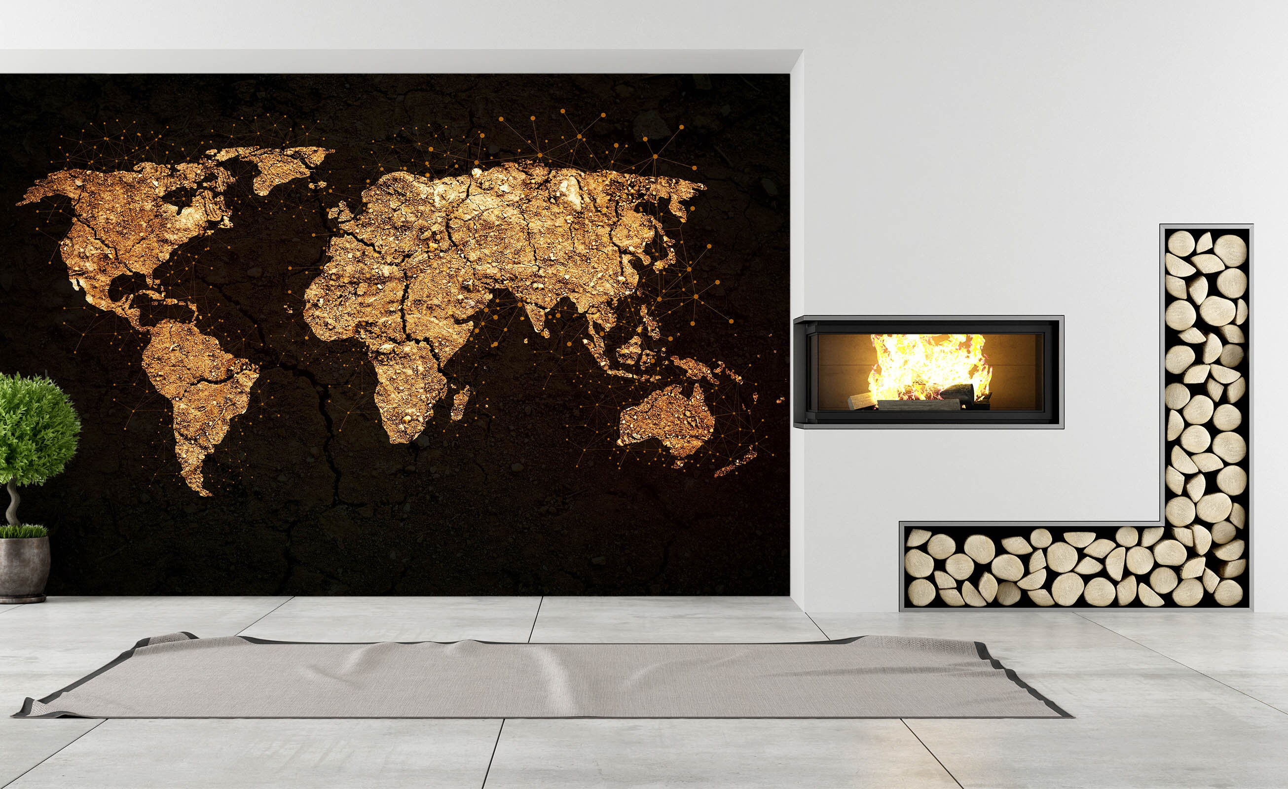 Gold Leaf World Map 119 Wallpaper Mural Self Adhesive Peel and | Etsy