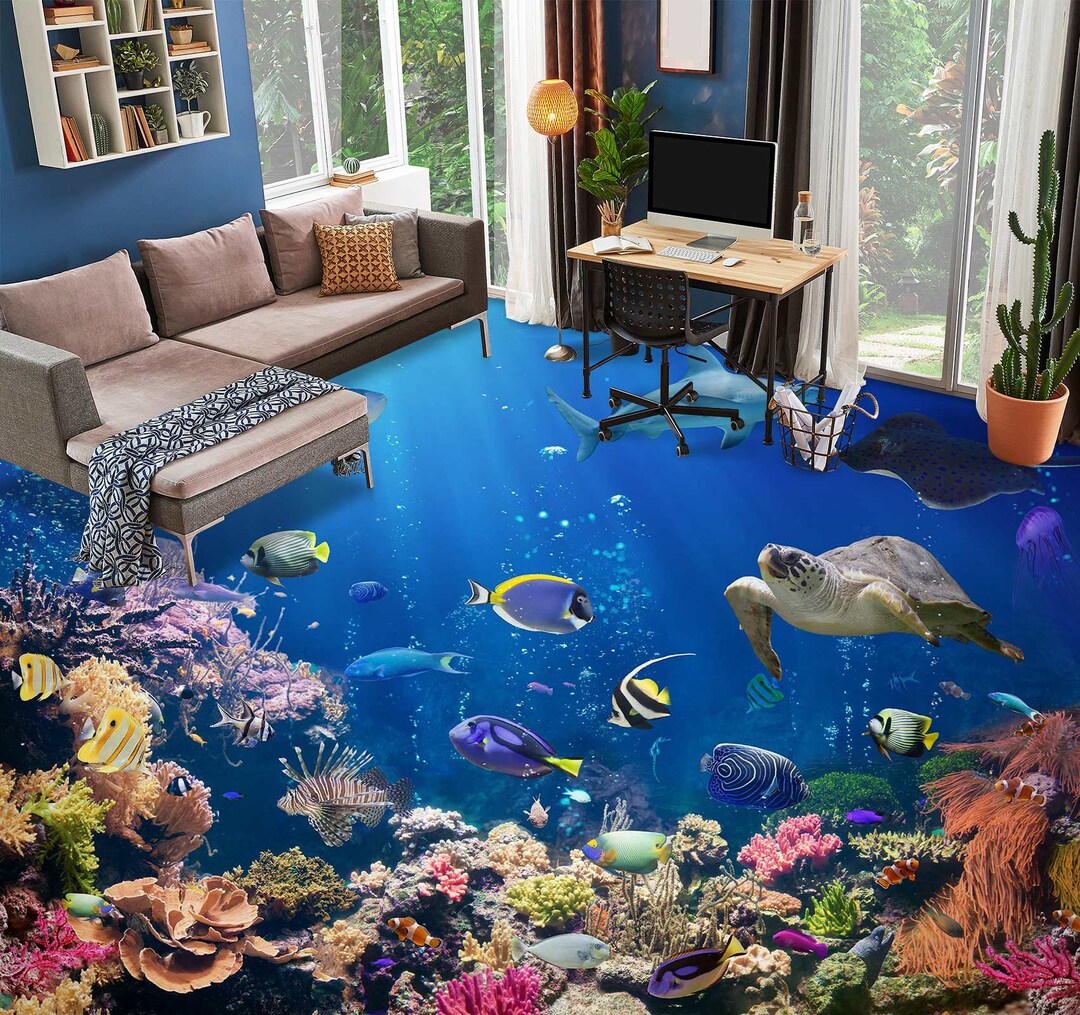 3D Ocean Fish 5670 Floor Wallpaper Murals Self-adhesive Removable ...